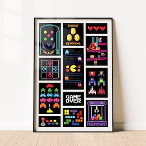 Retro Arcade Wall Art Print, Printable Vintage Machine Games Poster ...