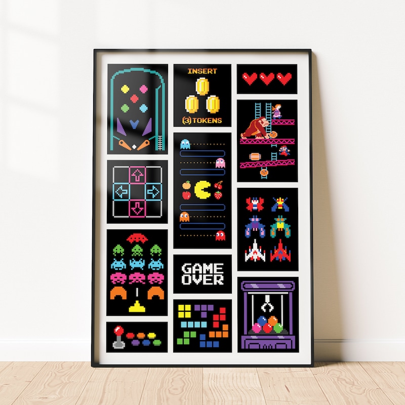 Vintage Pixel Art Poster - Etsy