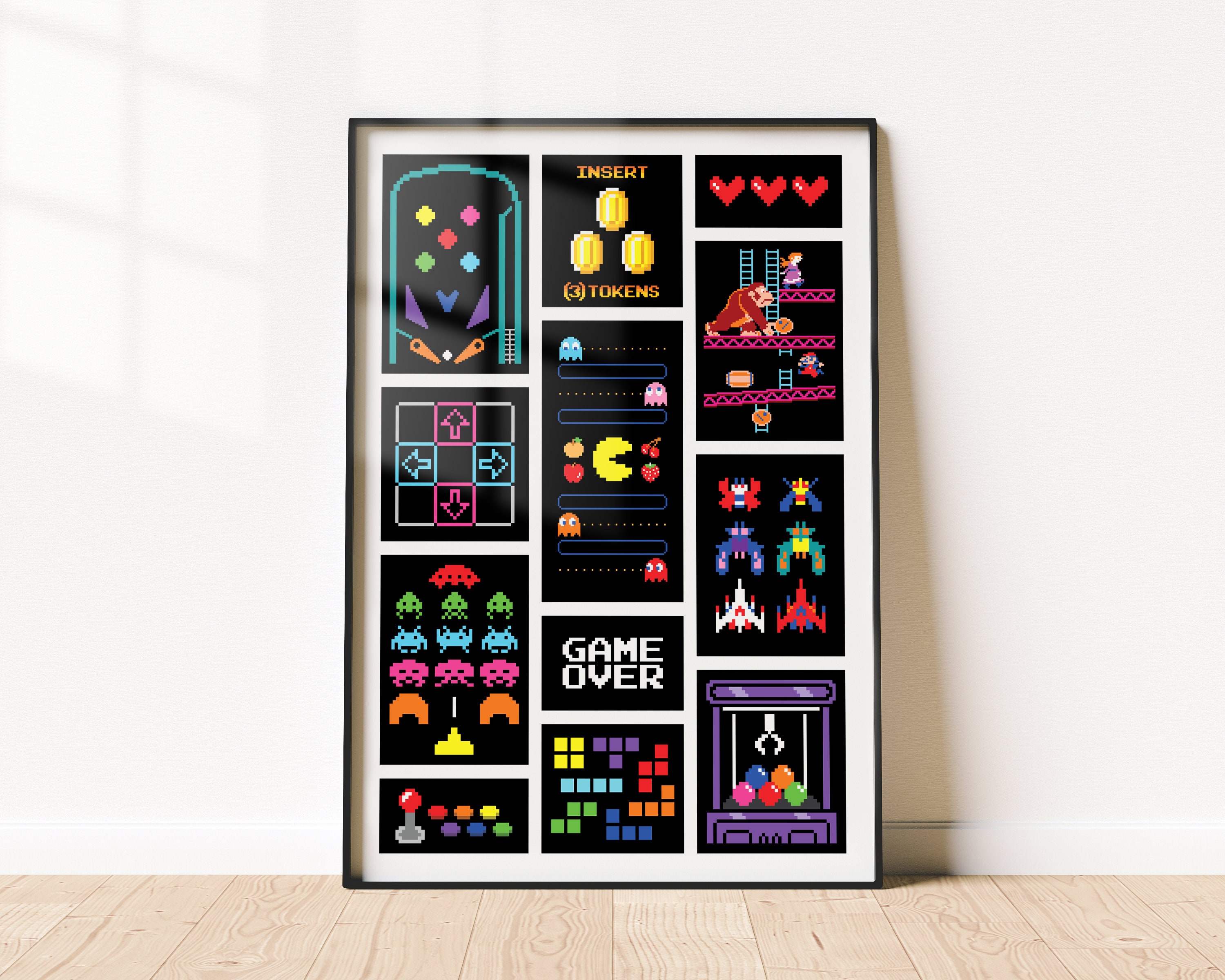 Retro Arcade Wall Art Print, Printable Vintage Machine Games Poster ...