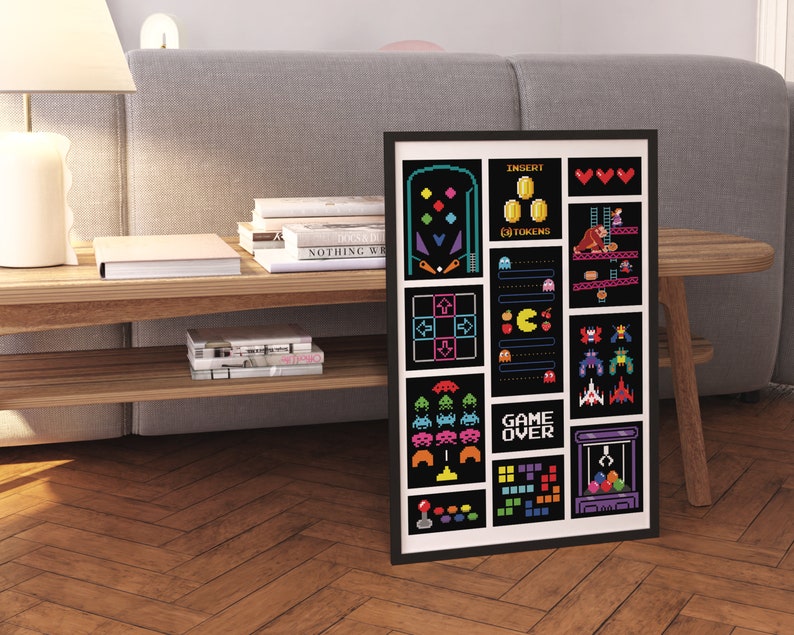 Retro Arcade Wall Art Print, Printable Vintage Machine Games Poster ...