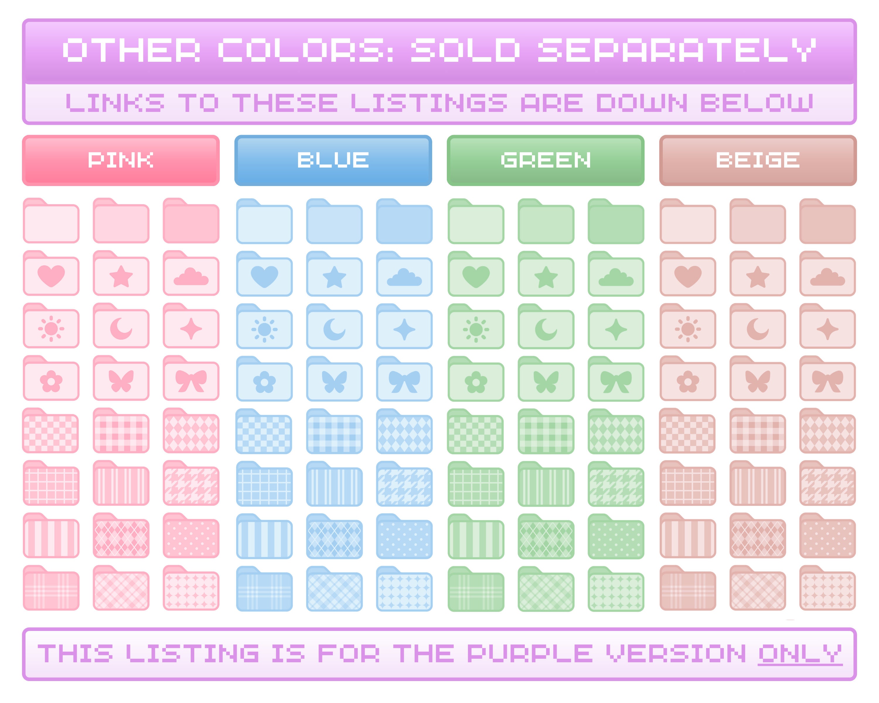 Purple Desktop Icons Set, 100+ Aesthetic Icon Bundle, Custom Windows ...