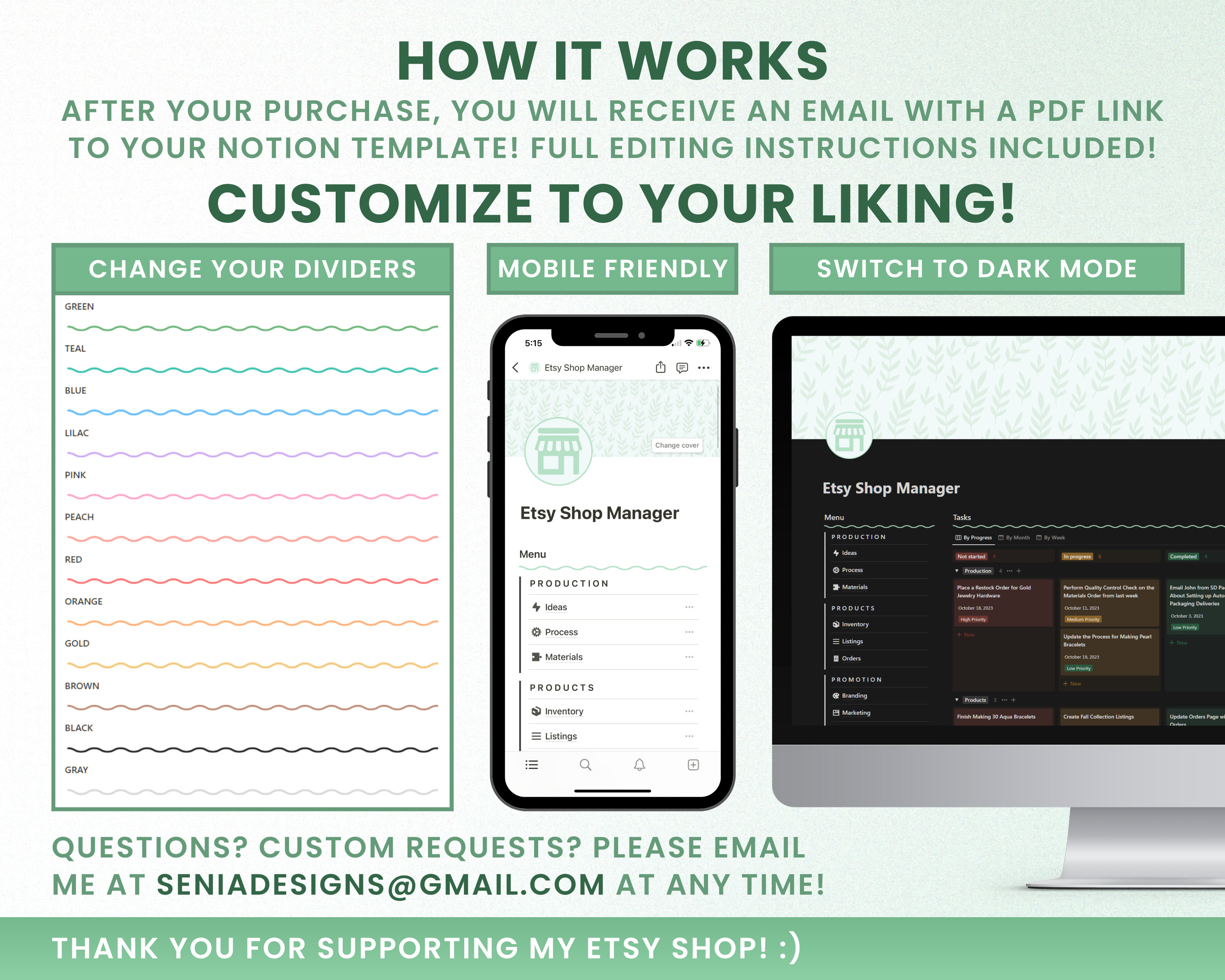 Etsy Shop Notion Planner, Small Business Editable Notion Template, Etsy ...