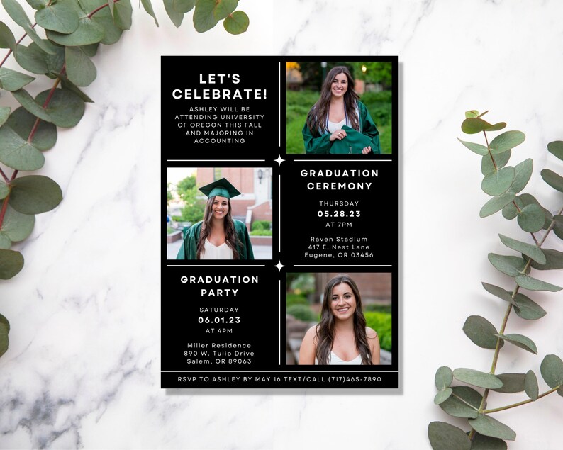 Graduation Party Invitation Template, Photo Senior Graduation ...