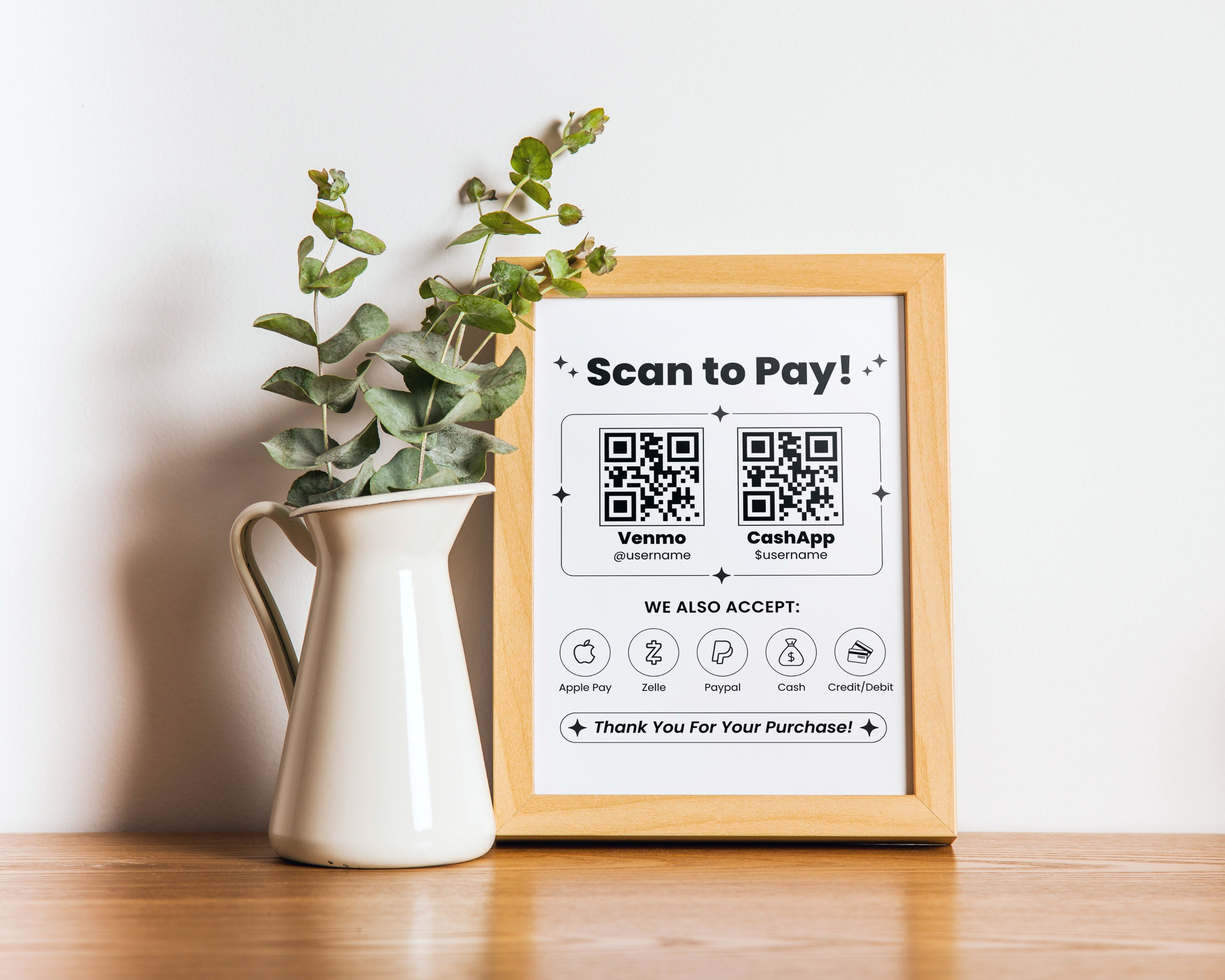 Editable QR Code Sign Bundle, Scan to Pay, Social Media, Pricing ...
