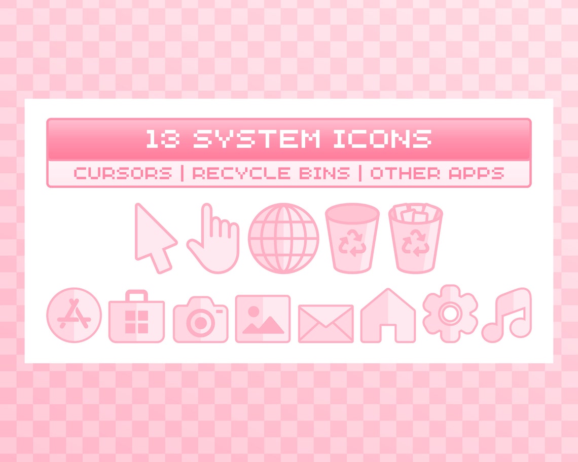Pink Desktop Icons Set, 100 Aesthetic Icon Bundle, Custom Windows Mac ...