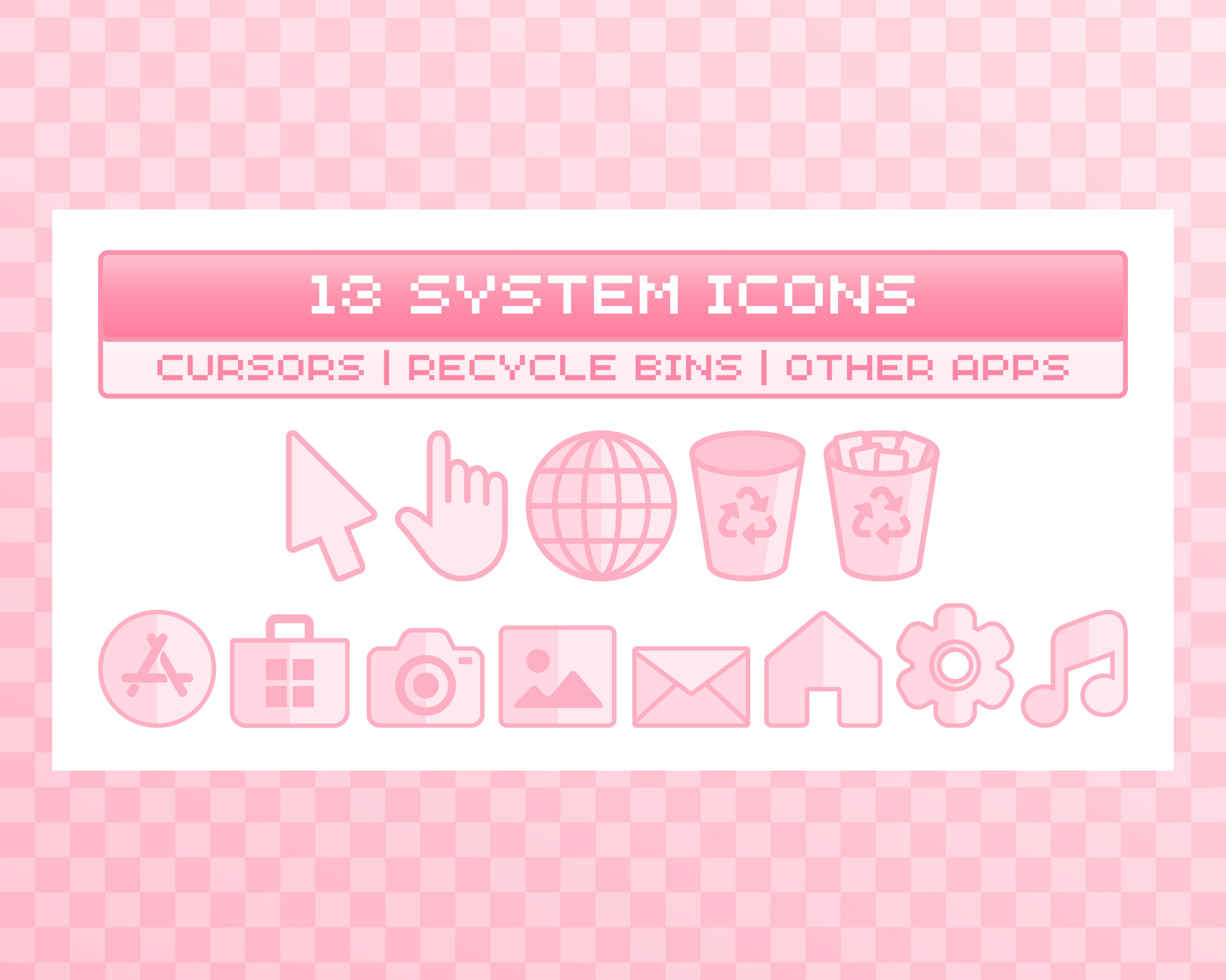Pink Desktop Icons Set, 100 Aesthetic Icon Bundle, Custom Windows Mac ...