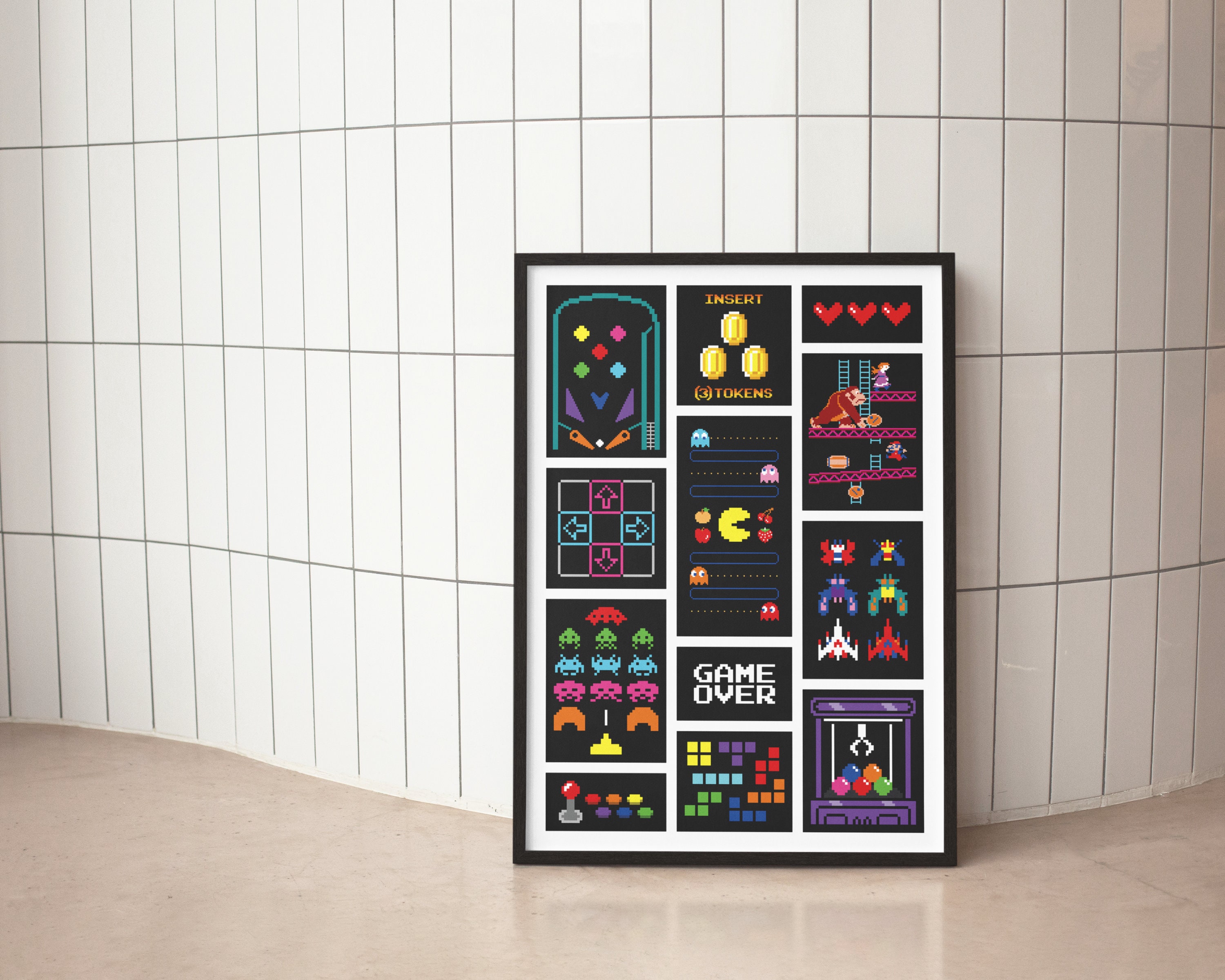 Retro Arcade Wall Art Print, Printable Vintage Machine Games Poster ...