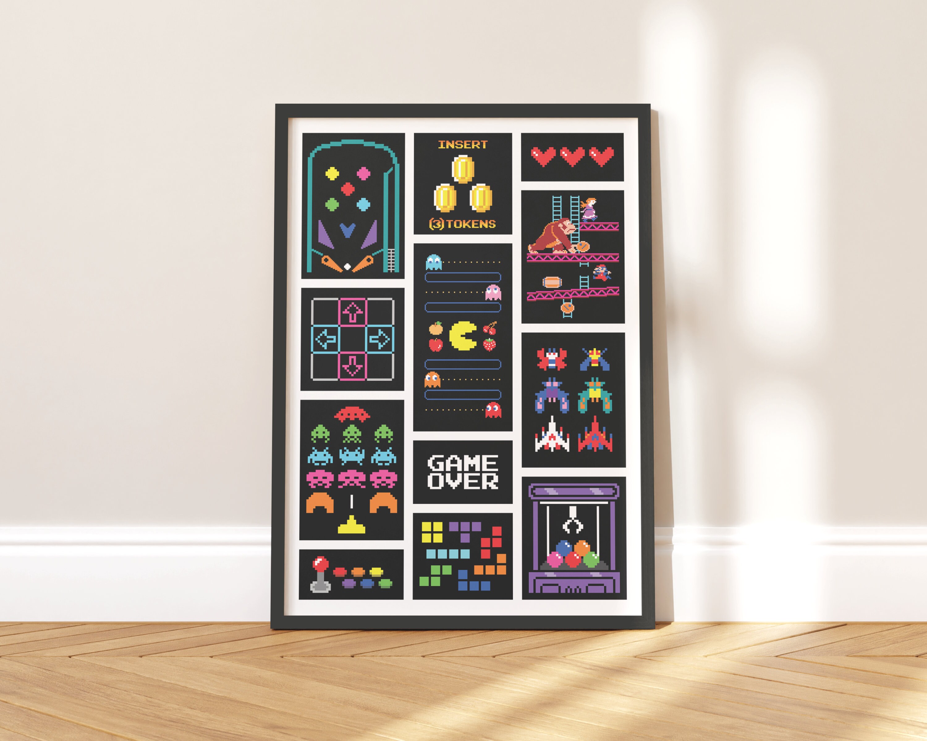 Retro Arcade Wall Art Print, Printable Vintage Machine Games Poster ...