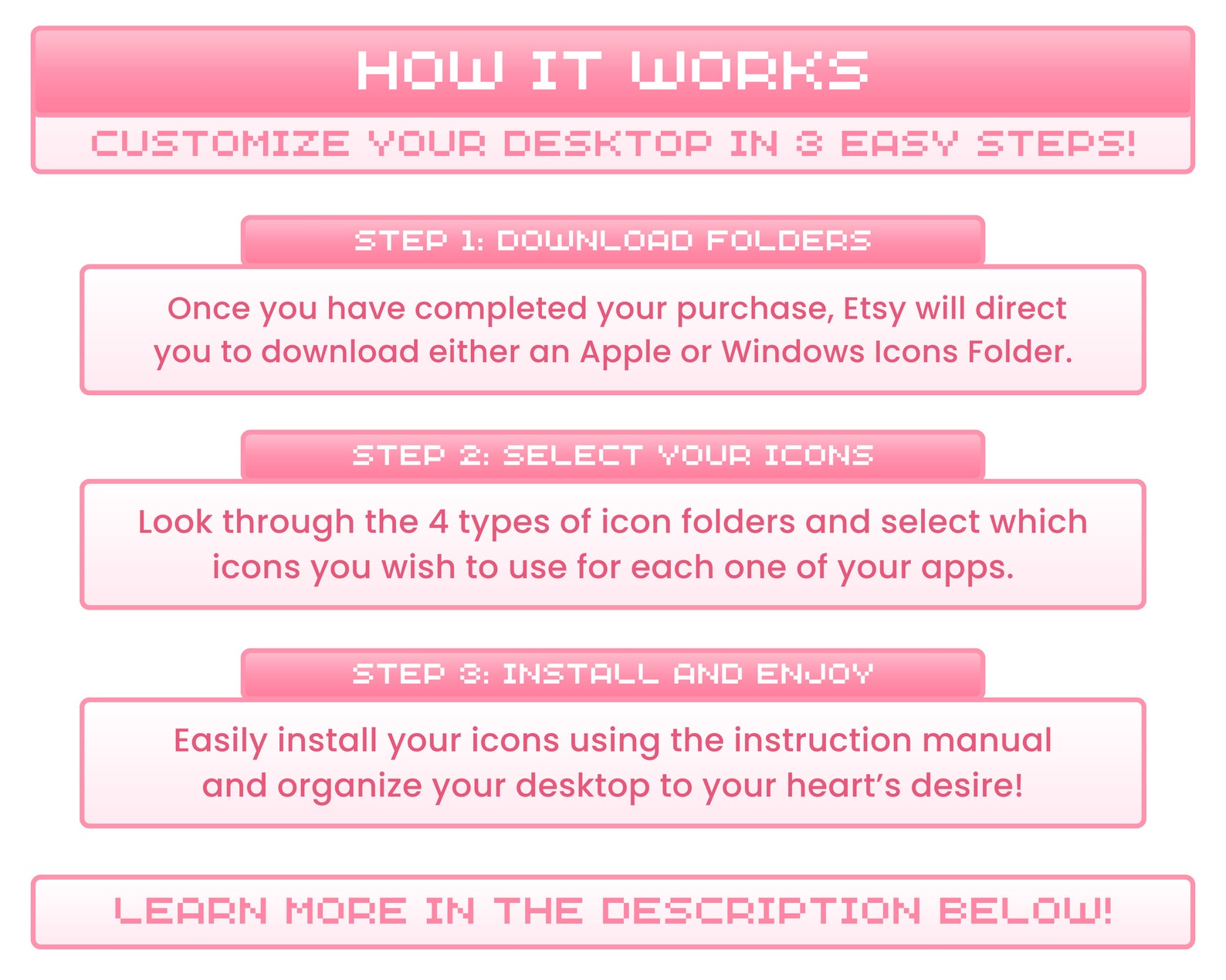 Pink Desktop Icons Set, 100+ Aesthetic Icon Bundle, Custom Windows Mac ...