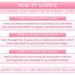 Pink Desktop Icons Set, 100+ Aesthetic Icon Bundle, Custom Windows Mac ...