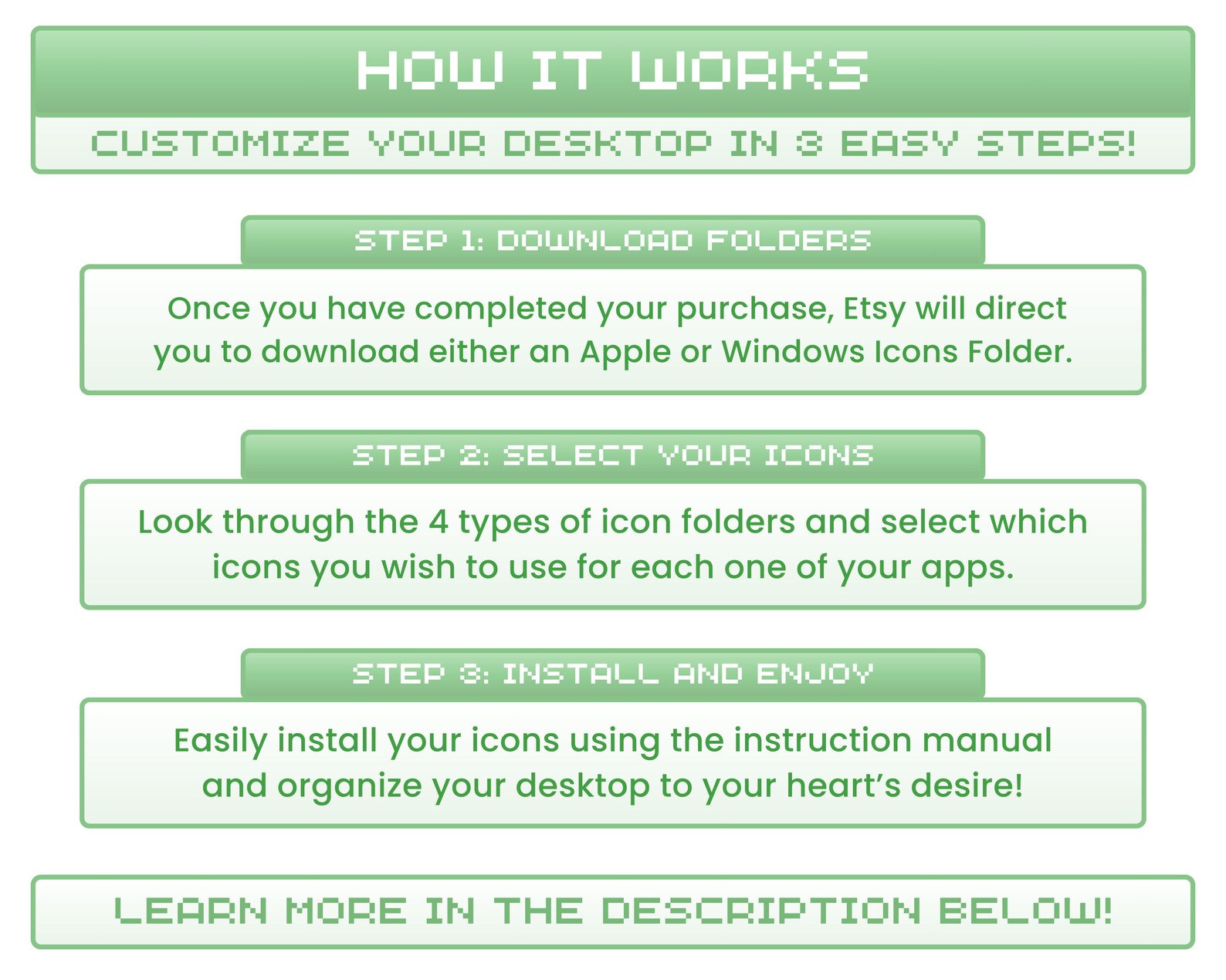Green Desktop Icons Set, 100+ Aesthetic Icon Bundle, Custom Windows Mac ...