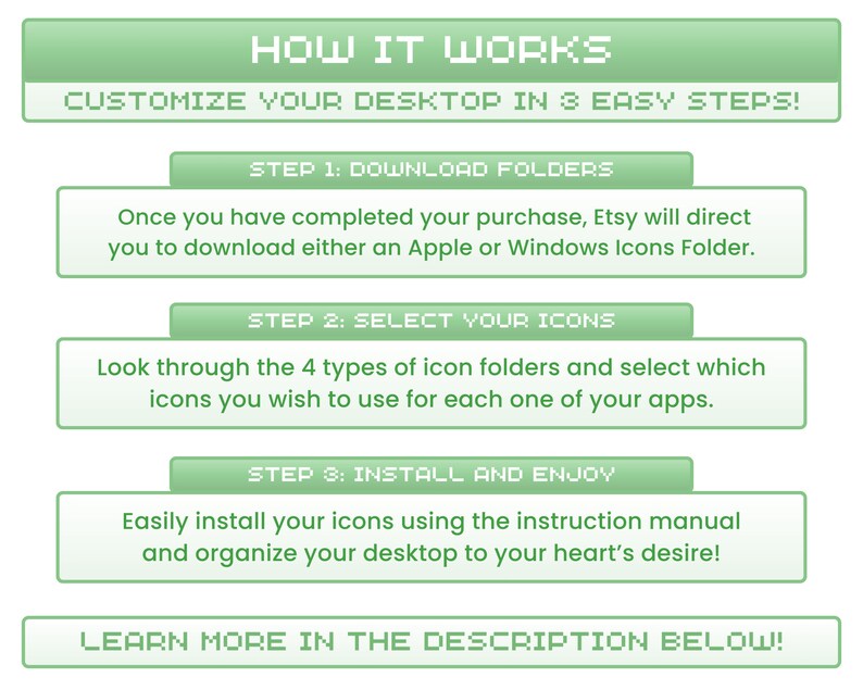 Green Desktop Icons Set, 100+ Aesthetic Icon Bundle, Custom Windows Mac ...