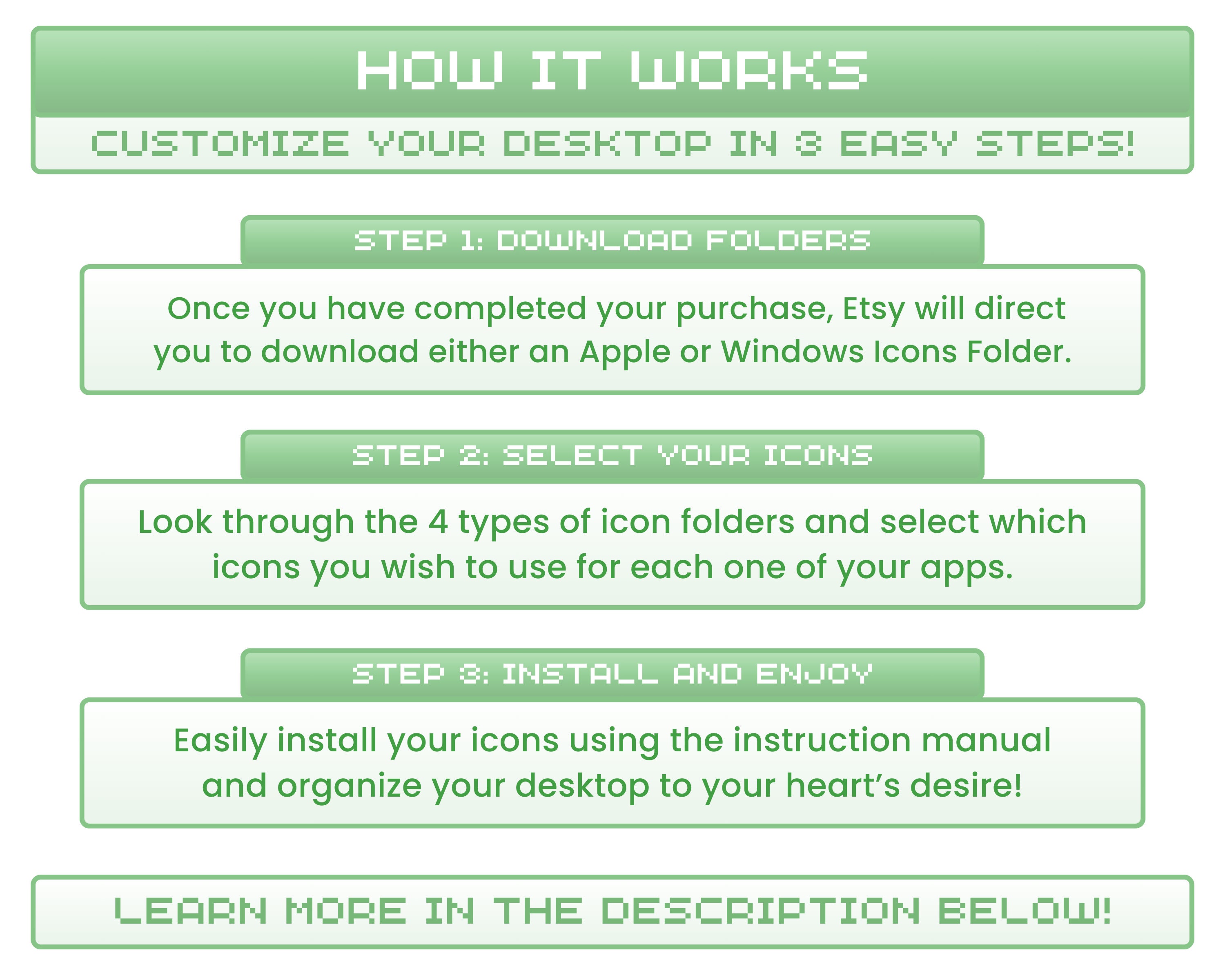 Green Desktop Icons Set, 100+ Aesthetic Icon Bundle, Custom Windows Mac ...