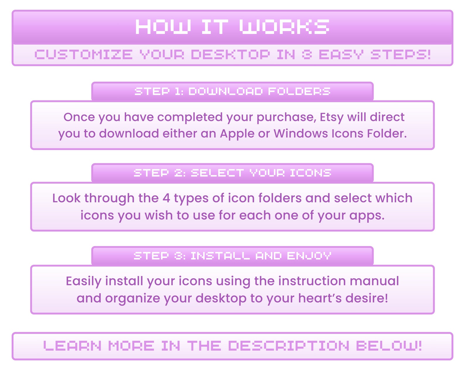 Purple Desktop Icons Set, 100+ Aesthetic Icon Bundle, Custom Windows ...