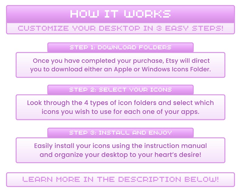 Purple Desktop Icons Set, 100+ Aesthetic Icon Bundle, Custom Windows ...