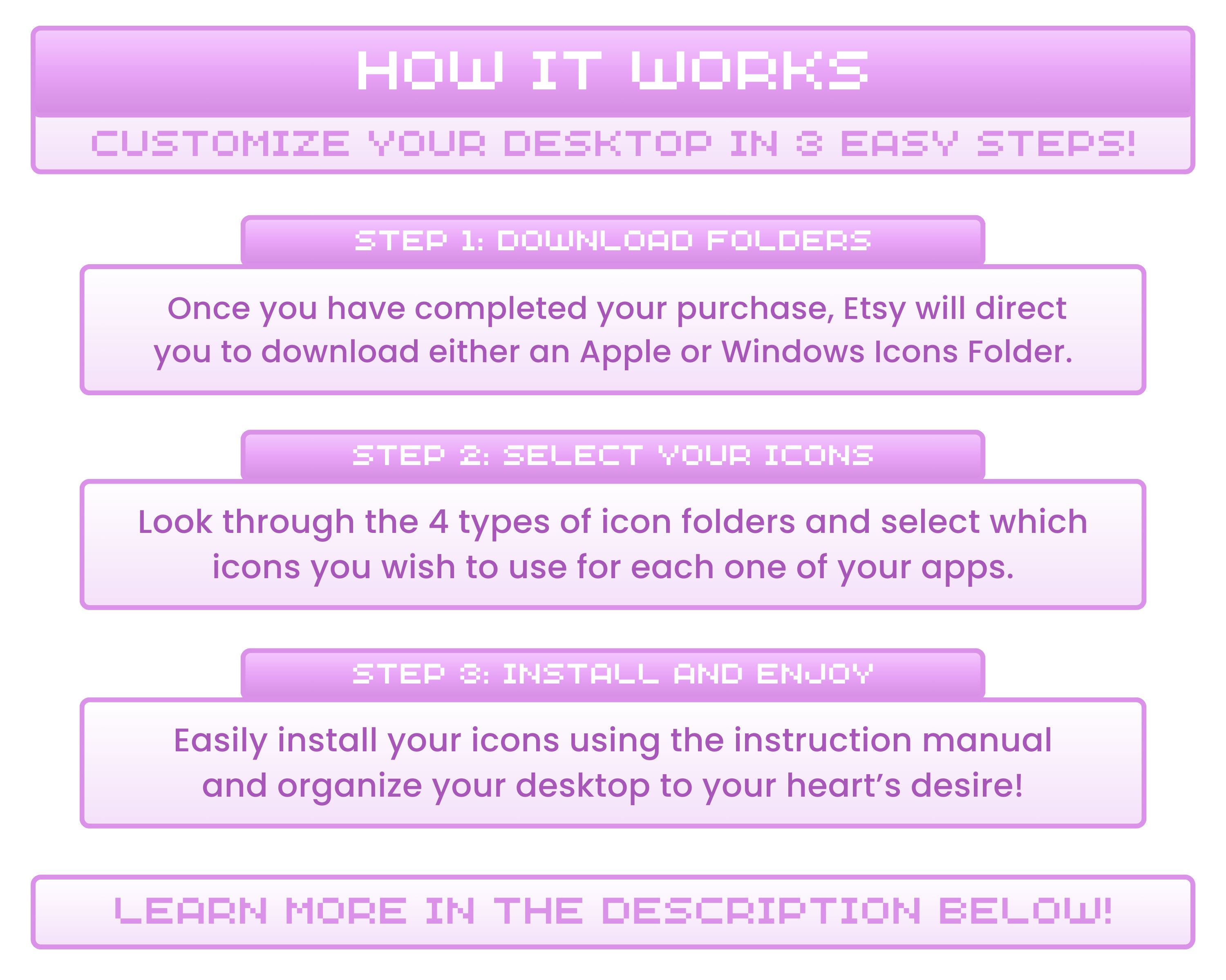 Purple Desktop Icons Set, 100+ Aesthetic Icon Bundle, Custom Windows ...