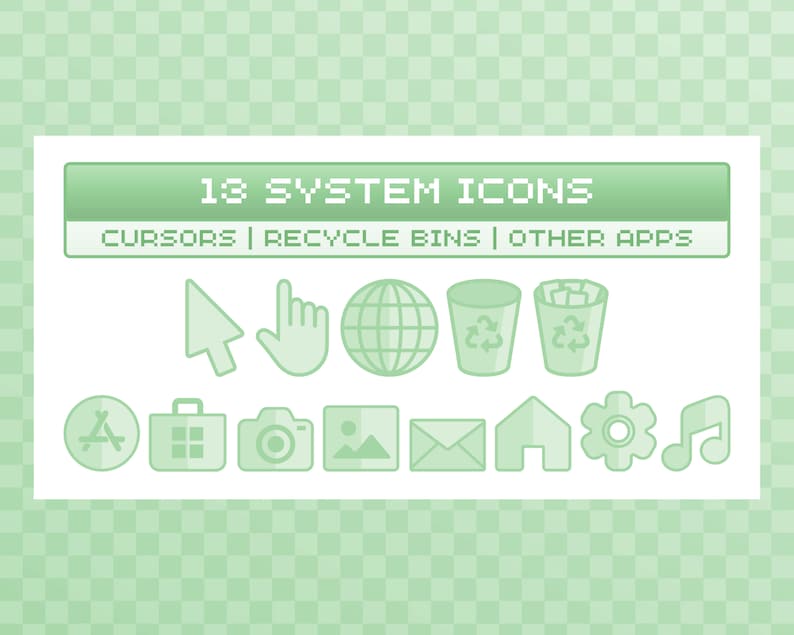 Green Desktop Icons Set, 100+ Aesthetic Icon Bundle, Custom Windows Mac ...