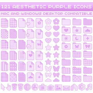 Purple Desktop Icons Set, 100+ Aesthetic Icon Bundle, Custom Windows ...