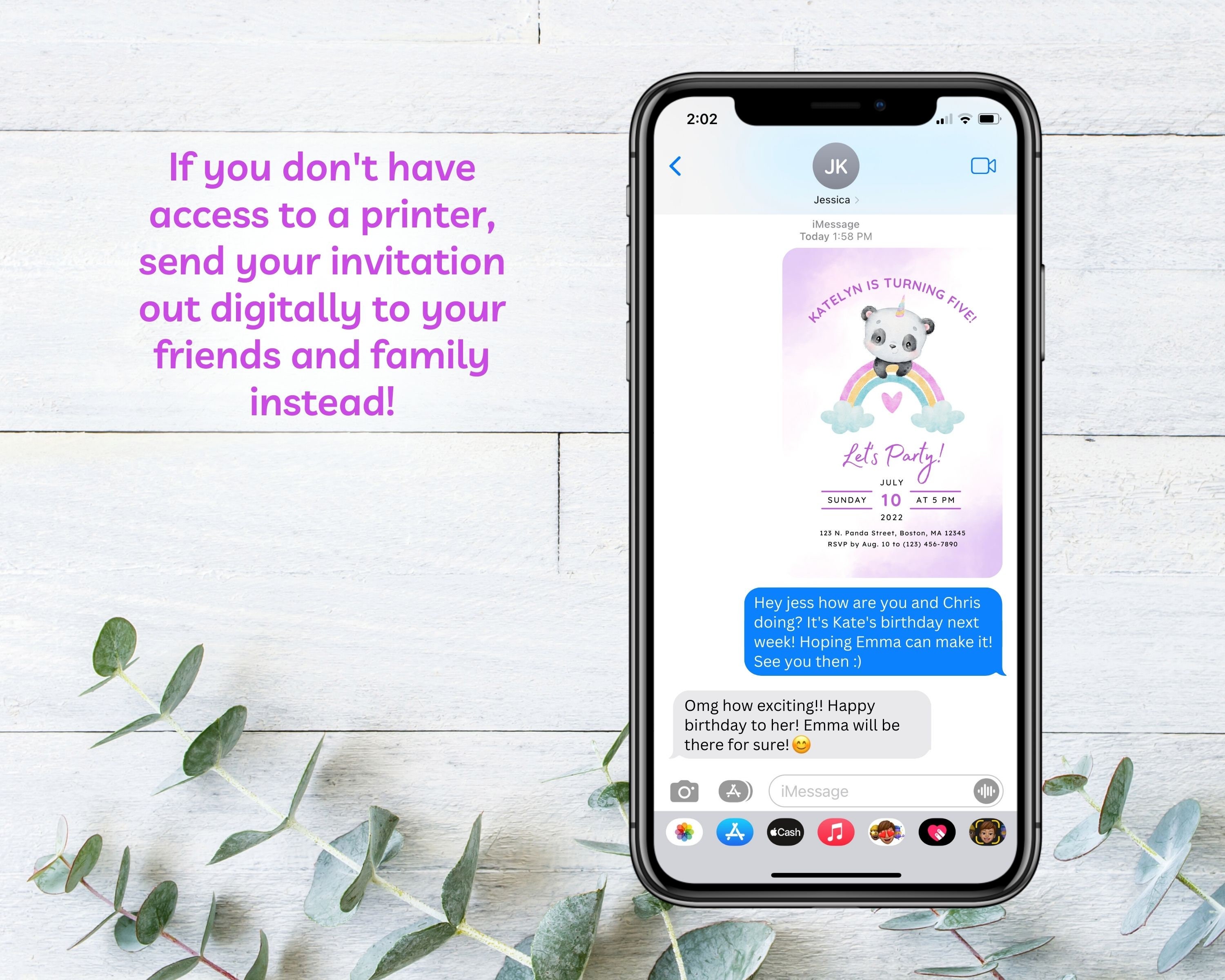 Panda Birthday Invitation Template, Editable Digital Printable Party ...