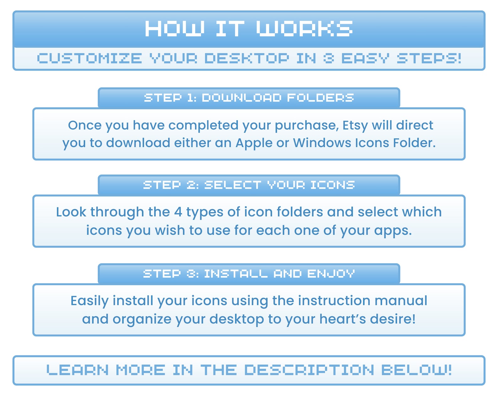 Blue Desktop Icons Set, 100+ Aesthetic Icon Bundle, Custom Windows Mac ...