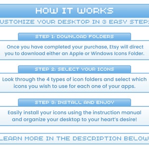 Blue Desktop Icons Set, 100+ Aesthetic Icon Bundle, Custom Windows Mac ...