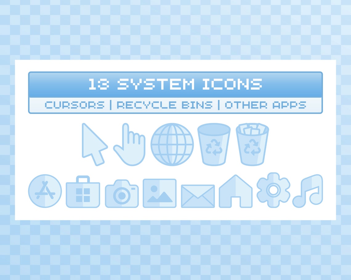 Blue Desktop Icons Set, 100 Aesthetic Icon Bundle, Custom Windows Mac ...