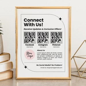 Editable QR Code Sign Bundle, Scan to Pay, Social Media, Pricing ...