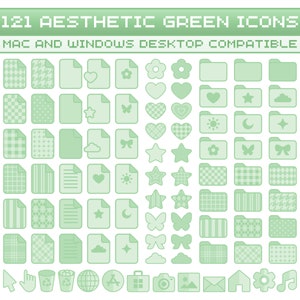 Green Desktop Icons Set, 100+ Aesthetic Icon Bundle, Custom Windows Mac ...