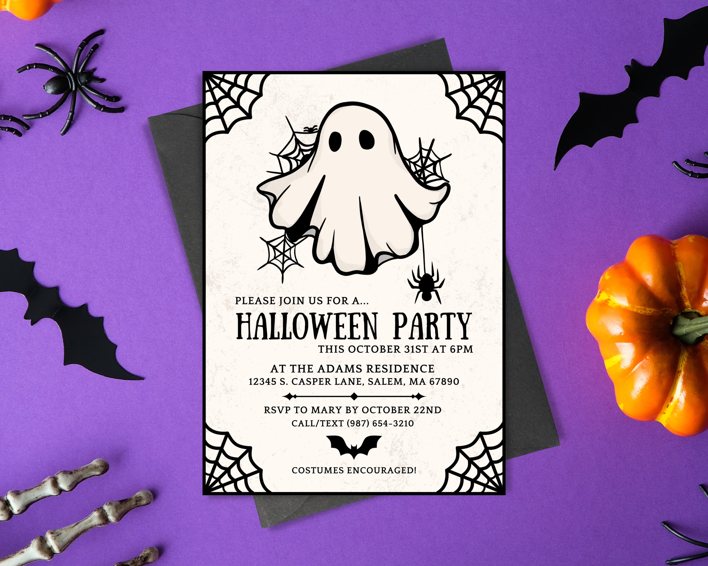 Halloween Party Invitation Template, Editable Digital Printable Party ...