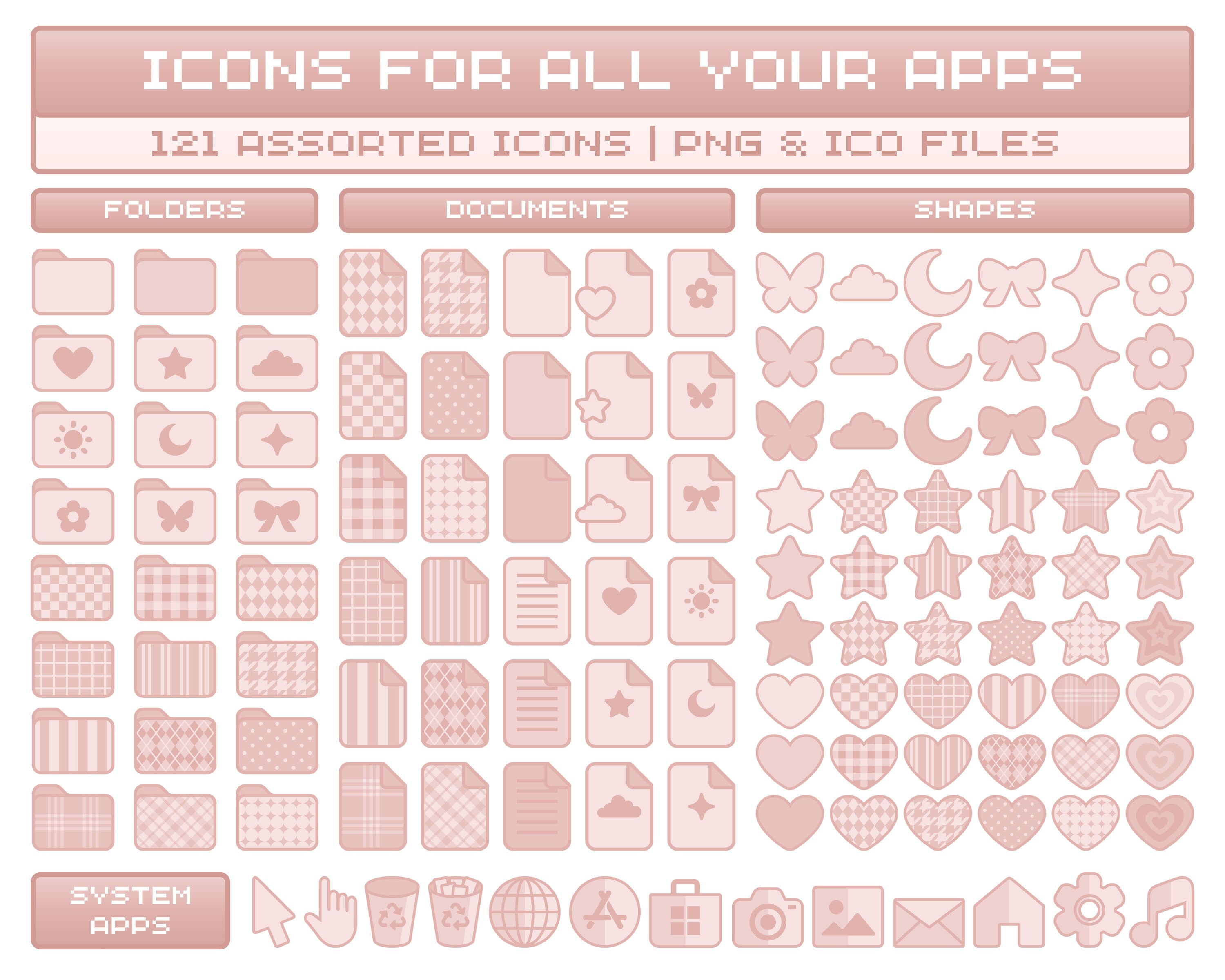 Beige Desktop Icons Set, 100+ Aesthetic Icon Bundle, Custom Windows Mac ...