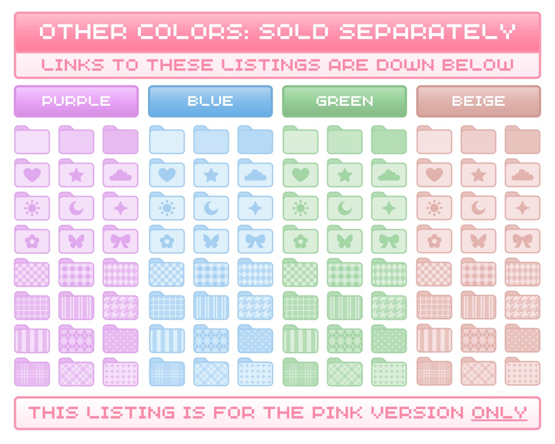 Pink Desktop Icons Set, 100 Aesthetic Icon Bundle, Custom Windows Mac ...