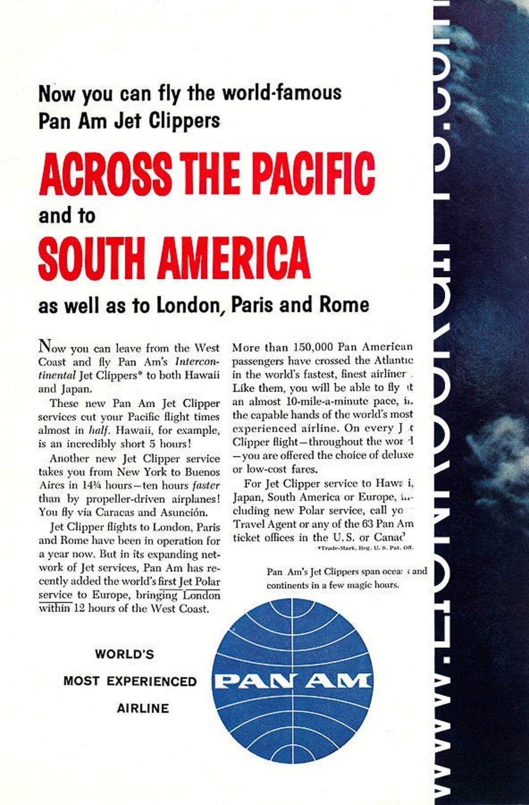 Pan American World Airways (PAN AM) | 1959 | Advertisement - Etsy