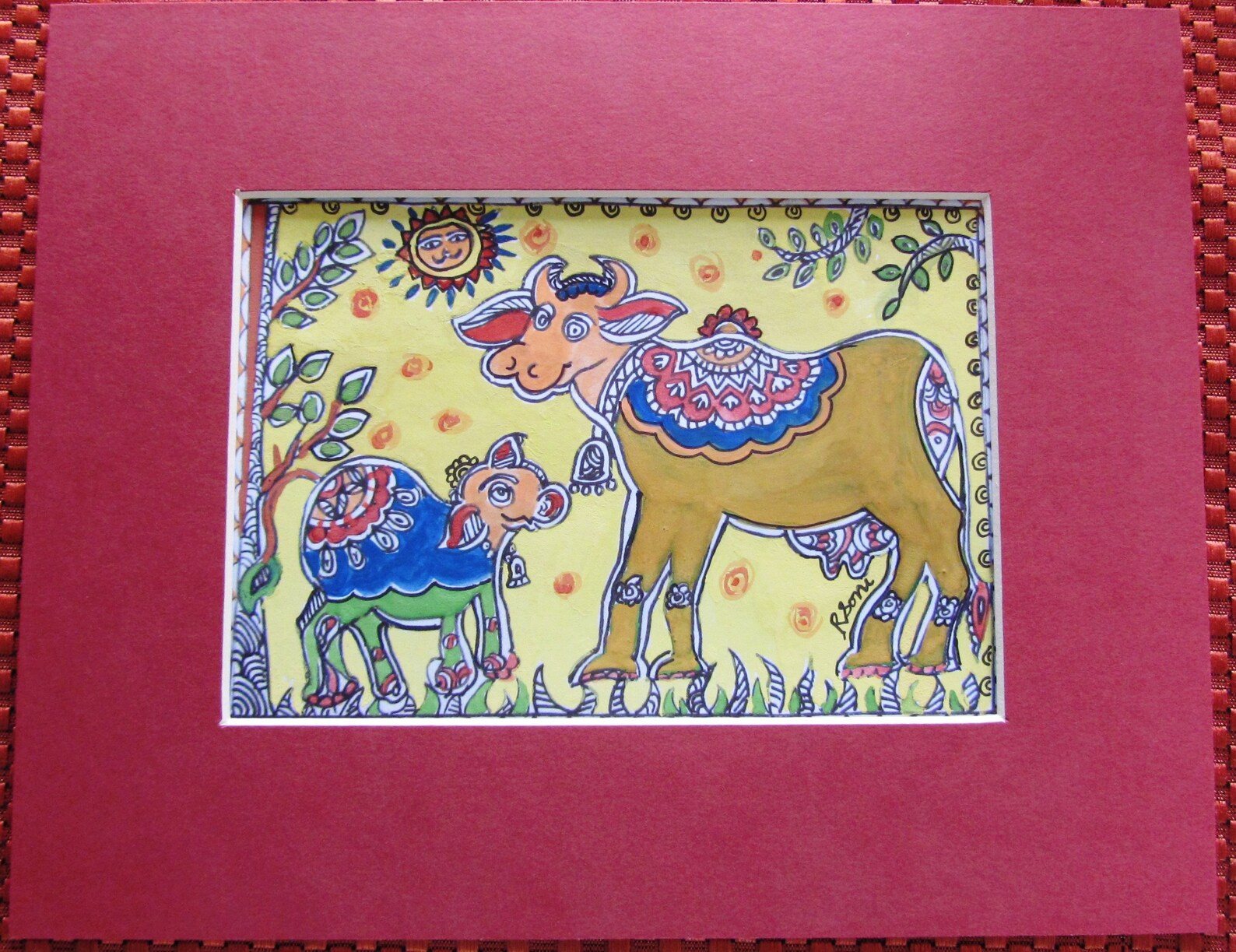 Set of 5 Animals Folk Art - Elephants Cow Sheep Pony Coloring Pages 5 ...