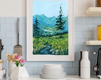 Colorado Mountains Painting, Watercolor Fine Art Print, Landscape ...