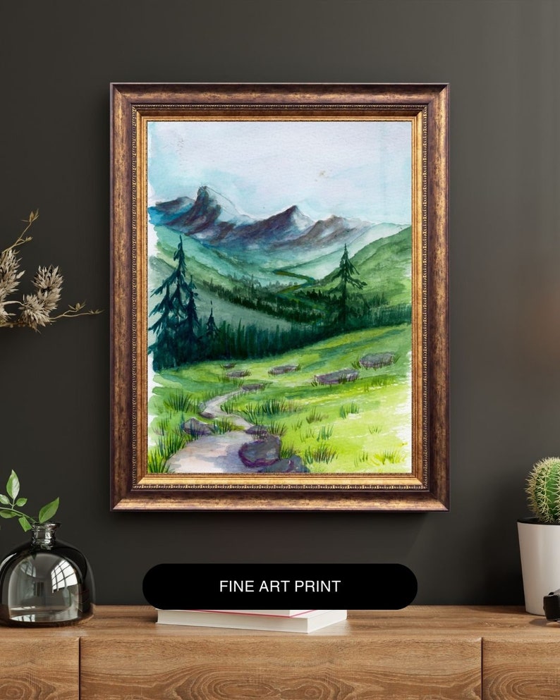 Colorado Mountains Painting, Watercolor Fine Art Print, Landscape ...