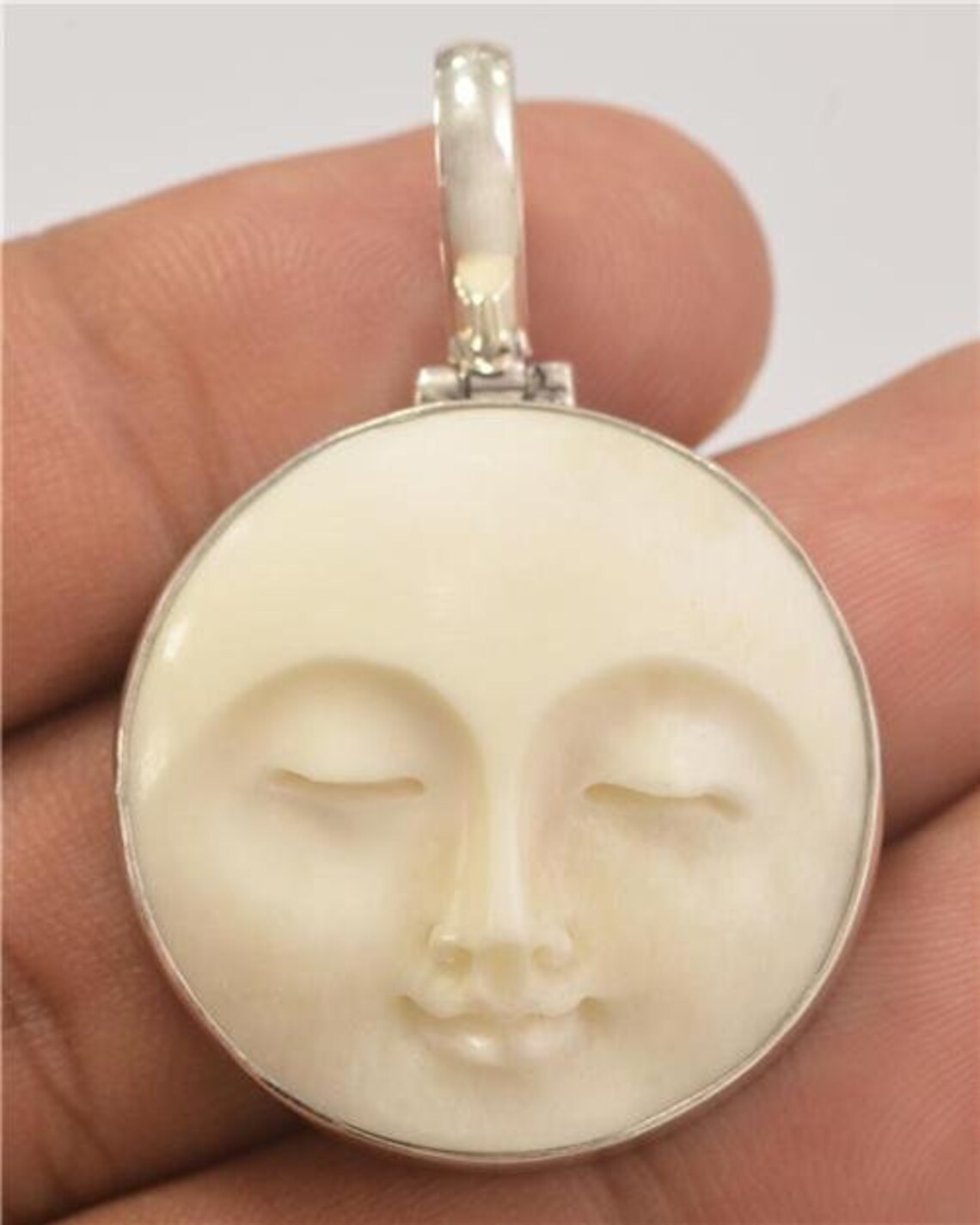 Moon Face Pendant 925 Sterling Silverbeautiful Moonjewelry - Etsy