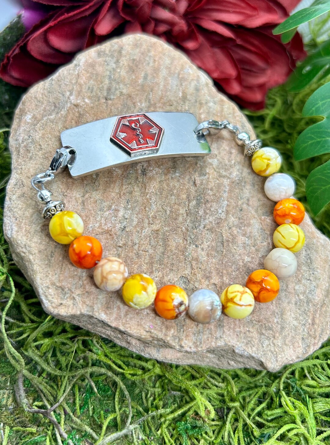 Medical ID Bracelet, Medical Alert for Women, Beaded Medical Alert ...