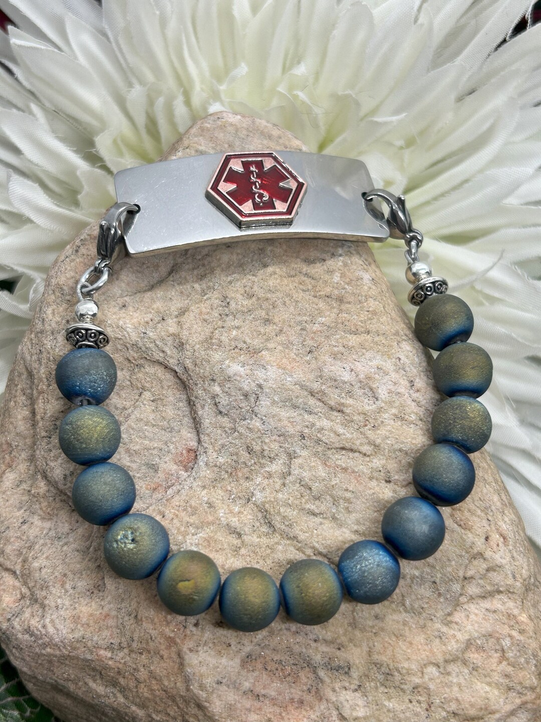 Medical ID Bracelet, Medical Alert for Women, Beaded Medical Alert ...
