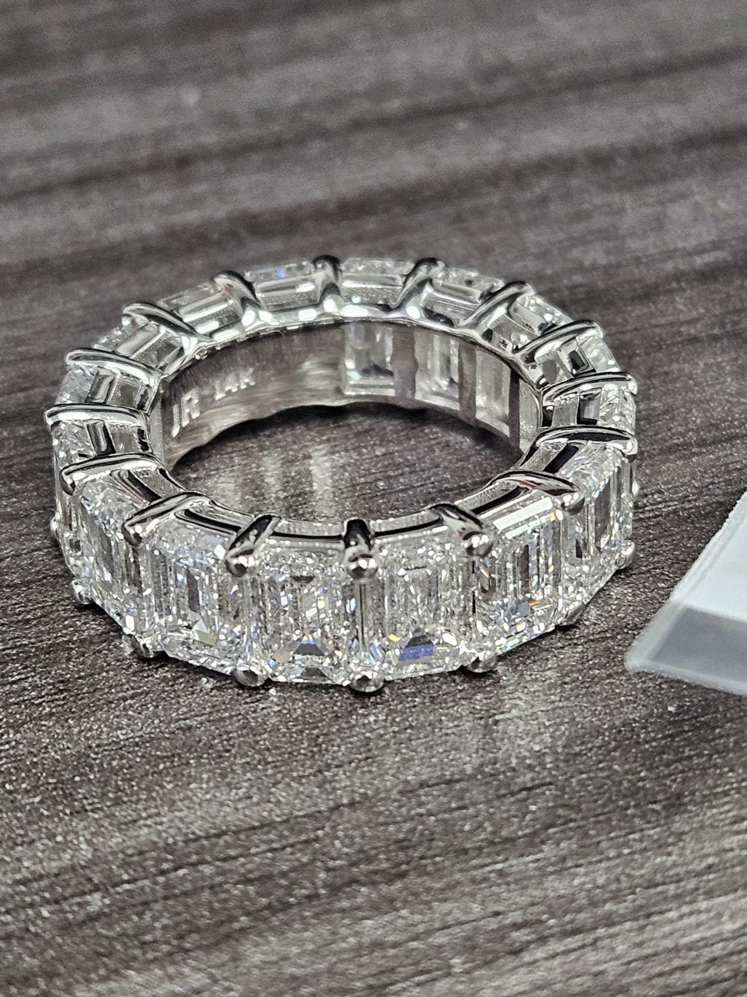 14k White Gold Lab Grown Diamond Emerald Cut Eternity Band Ring - Etsy