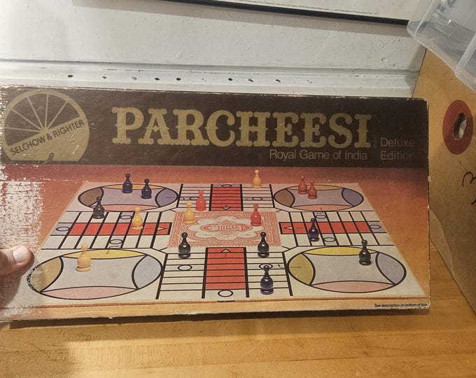 PARCHEESI Deluxe Edition 1982 Selchow&righter Royal Game of India 100 ...
