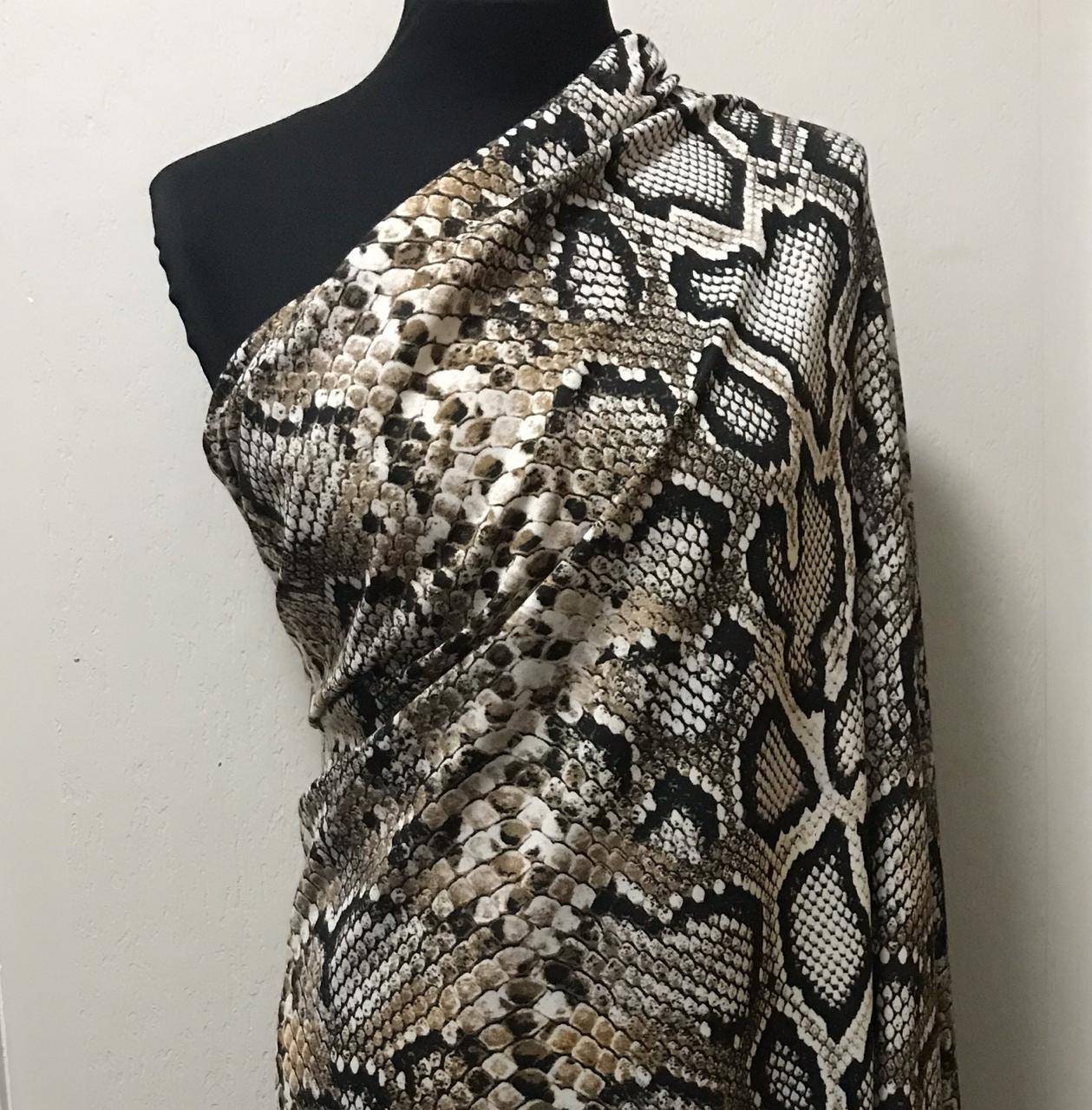 Python jersey fabric/haute couture fabric/brown snakeskin | Etsy