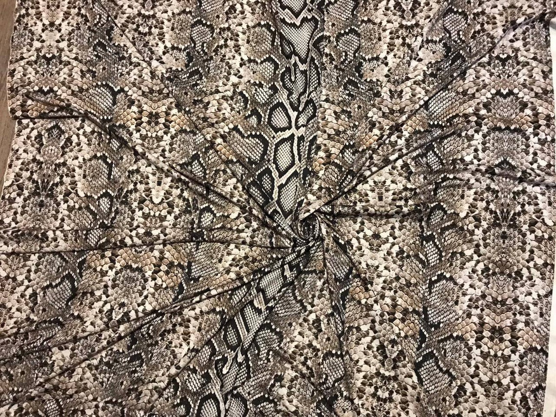 Python jersey fabric/haute couture fabric/brown snakeskin | Etsy