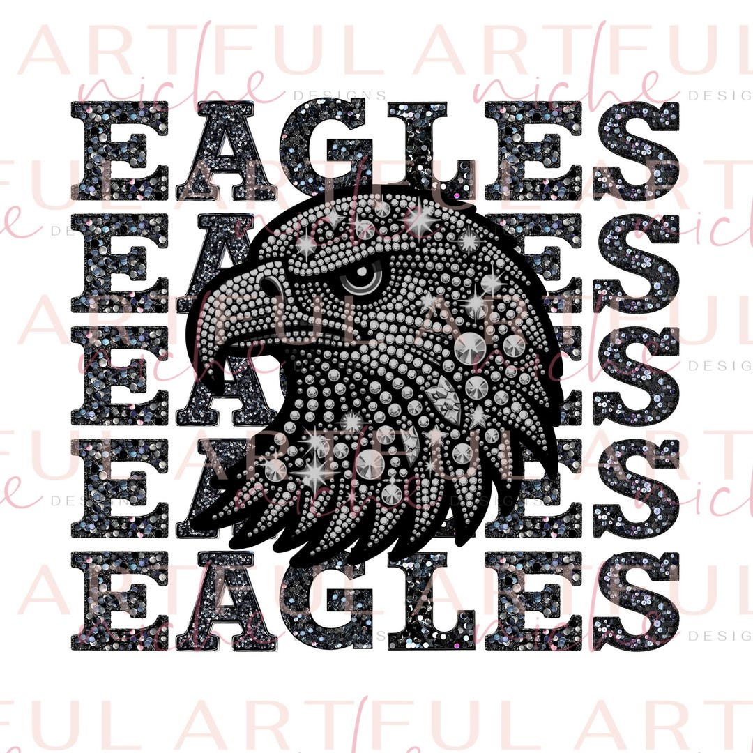 Eagles Monochrome Stacked Rhinestone PNG, Eagles Stacked Rhinestone ...