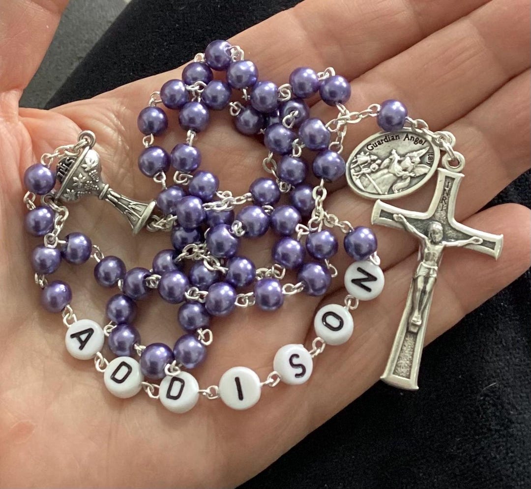Personalized First Communion Rosary - Boy Girl Catholic Baptism ...