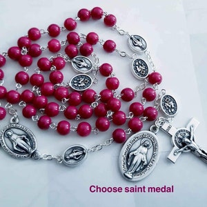 Miraculous Medal Rosary, Catholic Rosary, Pink Rosary, Rosary Beads ...