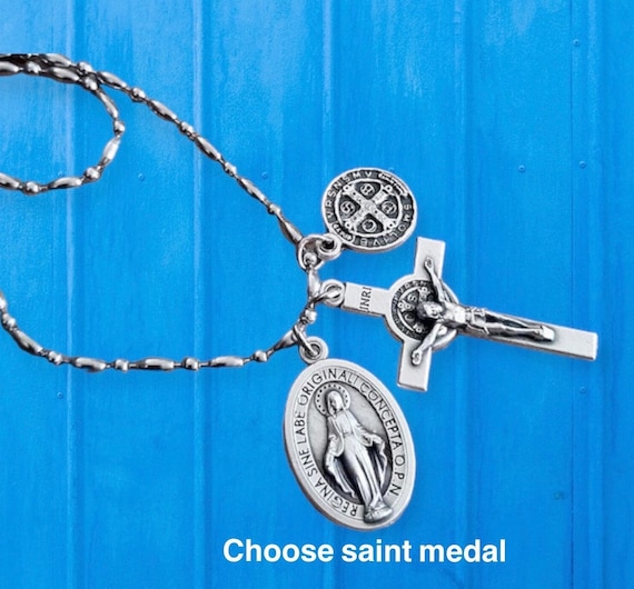 Protection from evil necklace Catholic Saint Pendant Necklace Religious Gifts for Him Her Catholic Jewelry Miraculous medal Virgin Mary