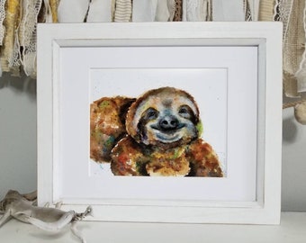 Sloth watercolor | Etsy
