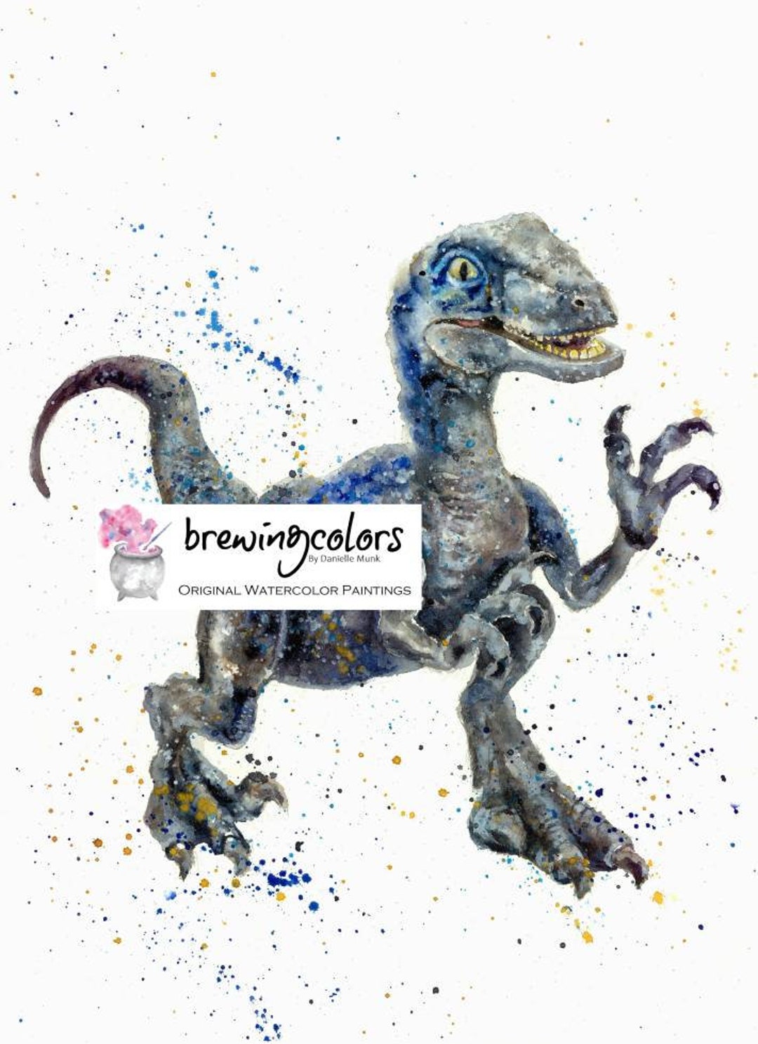 VELOCIRAPTOR DINOSAUR PRINT - Velociraptor Art, Dinosaur Watercolor ...