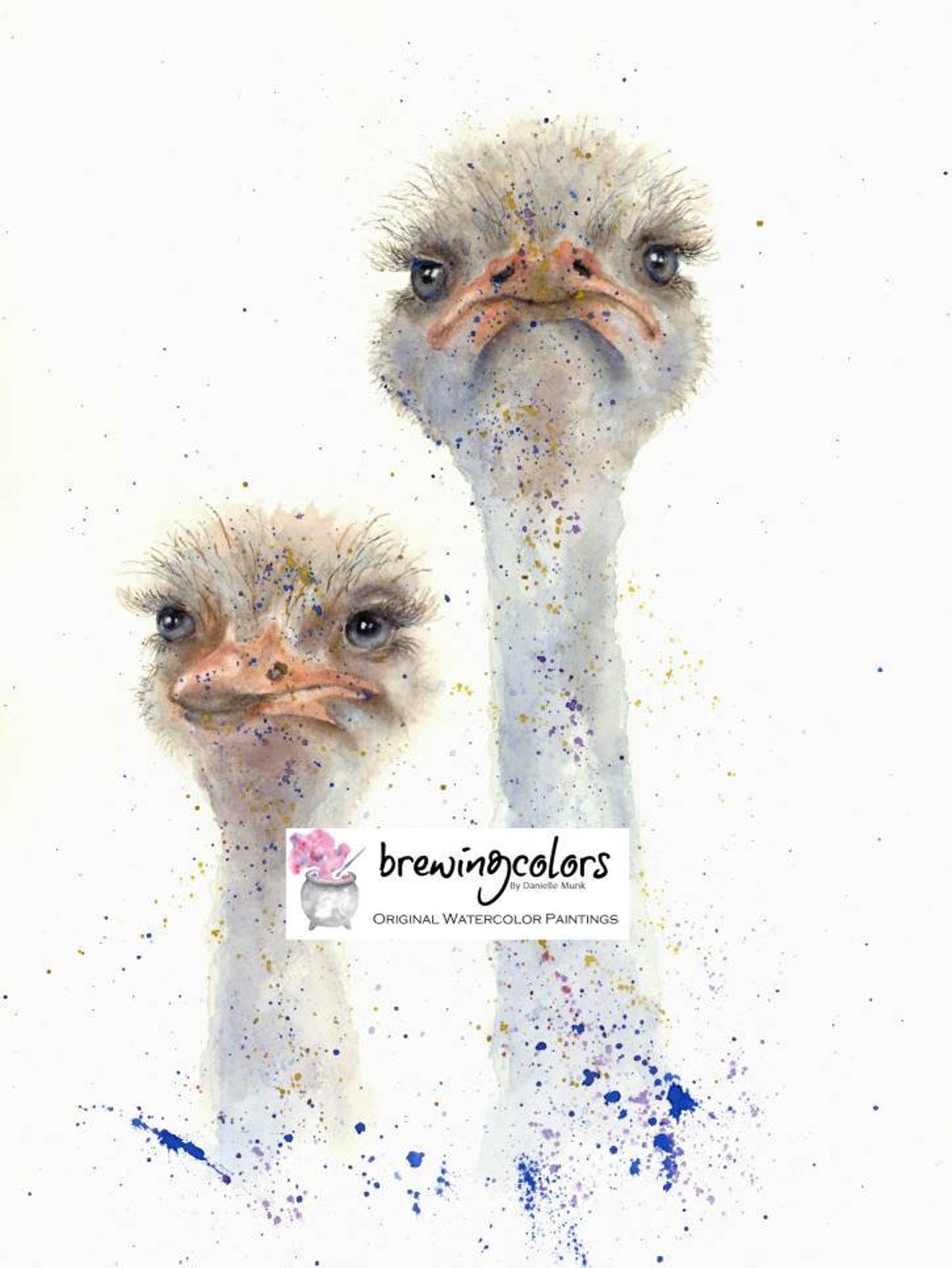 OSTRICH ART PRINT - Watercolor Ostrich Art Print, Ostrich Paintings ...