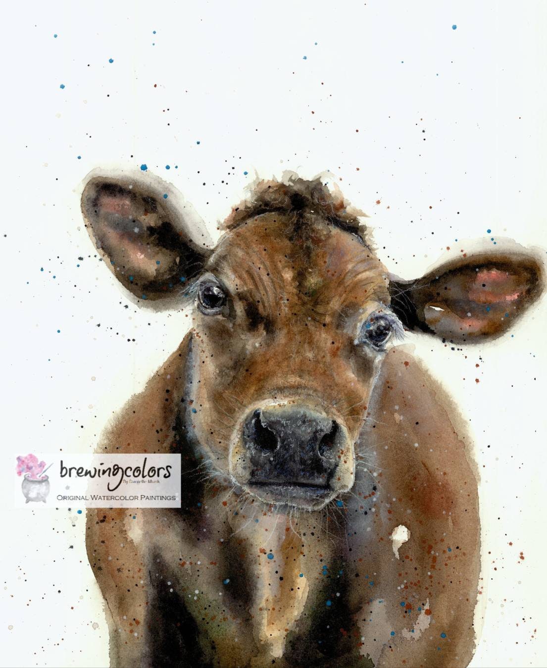 COW ART PRINT Watercolor Cow Art Print, Jersey Decor, Jersey Cow Art ...